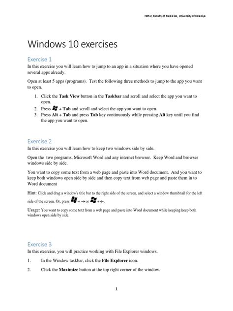 Windows10 Exercises Pdf Window Computing Graphical User Interfaces