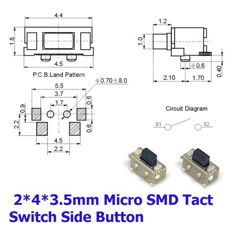 2435mm Micro Smd Tact Switch Side Button ขาย Arduino อุปกรณ์ฯ Esr
