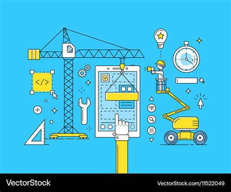 Ui Ux Thin Line Mobile App Development Process Vector Image