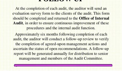Audit Follow Up Template Internal Audit Framework Williamson