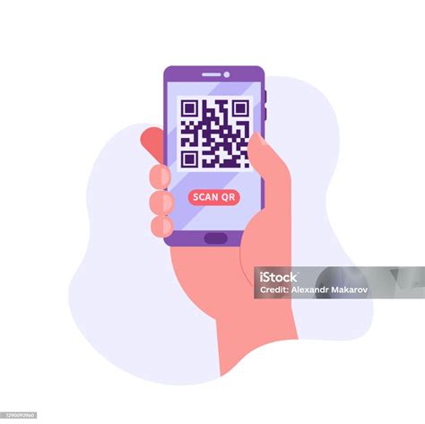 Qr 기호와 휴대 전화를 들고 사용자가 지불을 위해 전화로 Qr 코드를 스캔합니다 Qr 코드 모바일 스캐너 전자 지불 Qr 검증의 개념 Ui 웹 사이트 모바일 앱에 대한