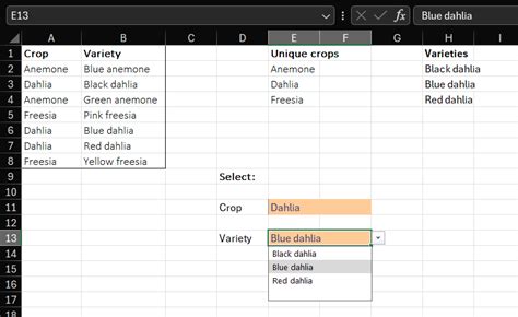 Excel Dropdown List Dependent On Other Dropdown List Which Has The Key To Get The Values