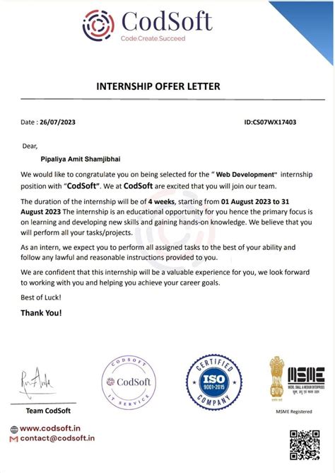 amit pipaliya on linkedin internship codsoft webdeveloper