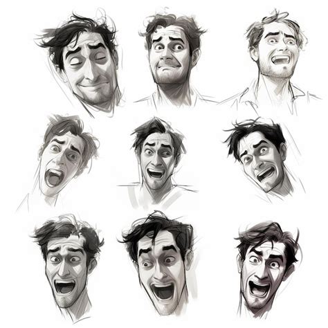 Premium Photo Human Sketches Showing Different Facial Expressions