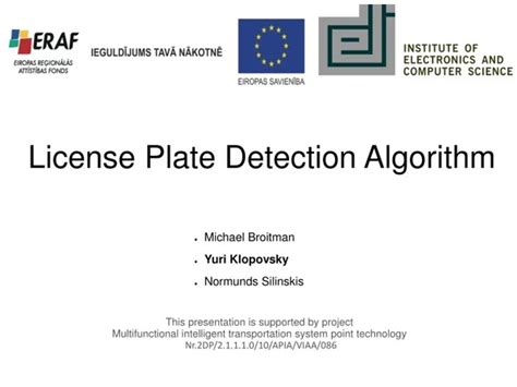 Ppt Advanced License Plate Detection Algorithm For Intelligent