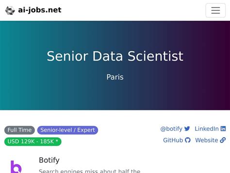 Hiring Senior Data Scientist In Paris Raimljobs