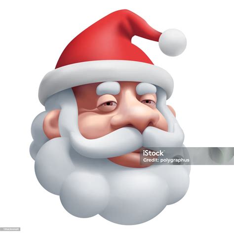 흰색 배경 만화 벡터 일러스트에 고립 된 산타 클로스 머리 3차원 형태에 대한 스톡 벡터 아트 및 기타 이미지 3차원 형태 턱수염 크리스마스 Istock