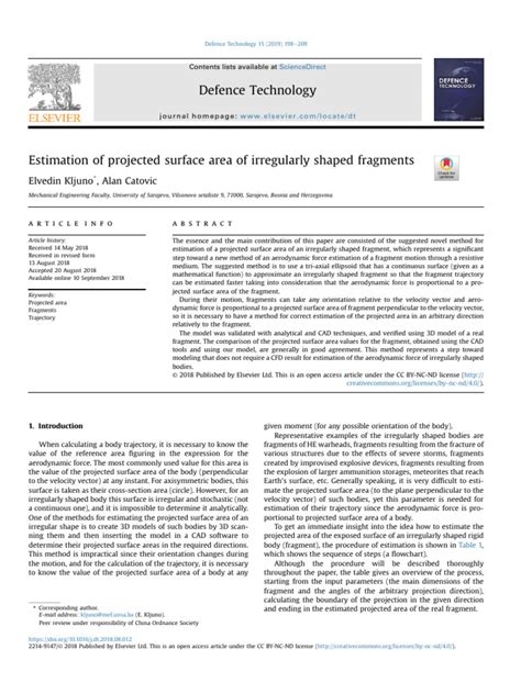 Estimation Of Projected Surface Area Of Irregularly Shaped Fragments Pdf Area Force