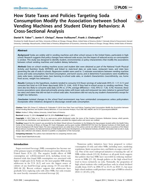 Pdf How State Taxes And Policies Targeting Soda Consumption Modify The Association Between