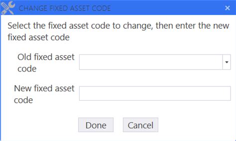 Change Fixed Asset Code