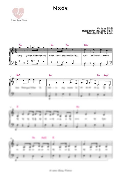 악보 여자 아이들 Nxde 쉬운악보 By 에이쌤