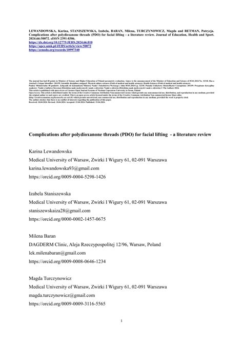 Pdf Complications After Polydioxanone Threads Pdo For Facial Lifting A Literature Review