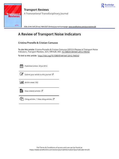 A Review Of Transport Noise Indicators Pdf