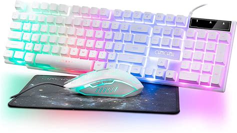 Trahoo Gaming Keyboard And Mouse Combo Rainbow Keyboard Andgaming Mouse Led Backlit 3600dpi Wired