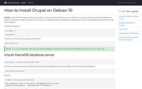 Crowncloud Wiki How To Install Drupal On Debian 10