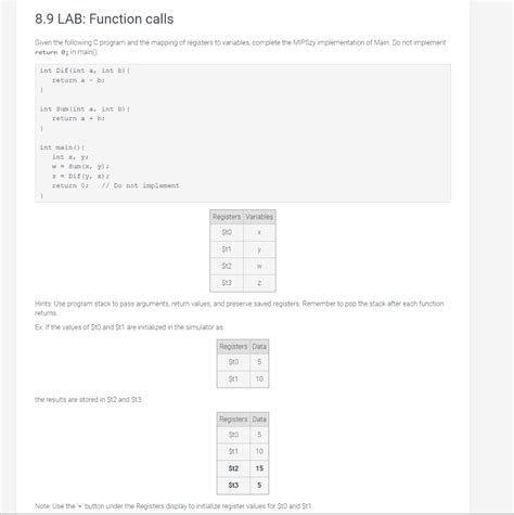 Solved 8 9 LAB Function Calls Given The Following C Program Chegg