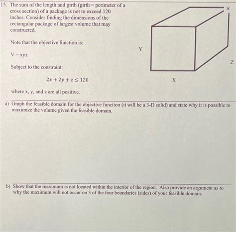 Solved 15 The Sum Of The Length And Girth Girth