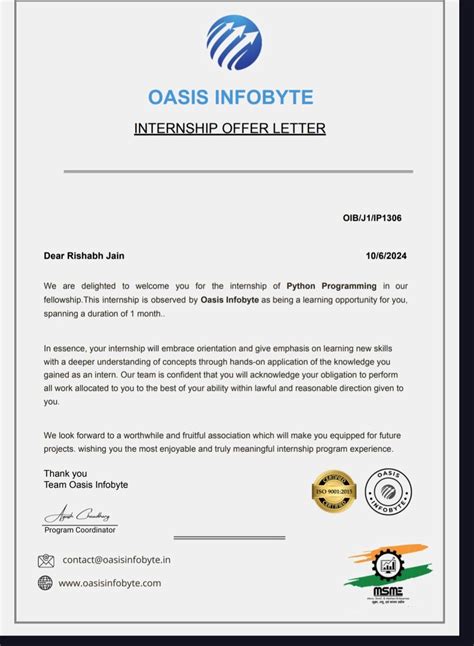 Rishabh Jain On Linkedin Internship Oasisinfobyte Pythonprogramming Projects