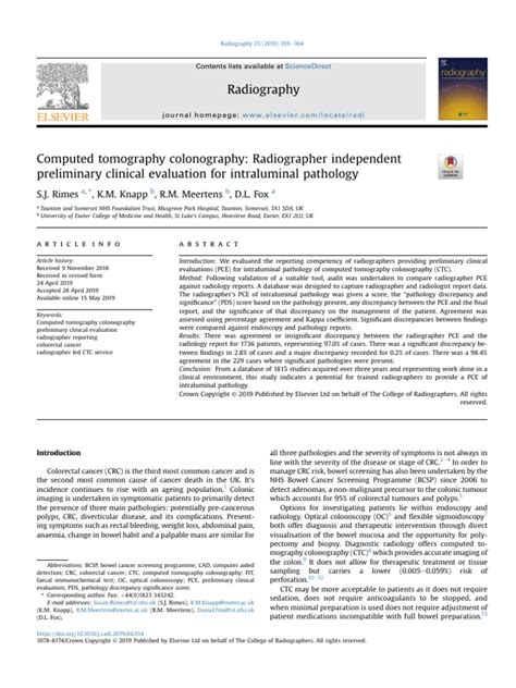 Computed Tomography Colonography Pdf Radiology Colorectal Cancer