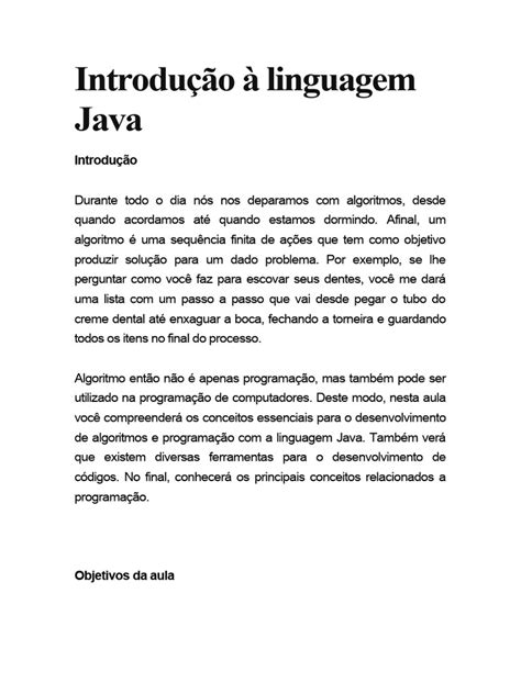 Introdução à Linguagem Java Pdf Paradigmas De Programação