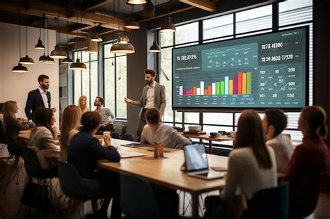 Premium Ai Image Businesswoman Shares Data Analysis Generative Ai