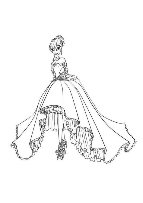 Раскраска раскраска цветы Девочка в необычном платье