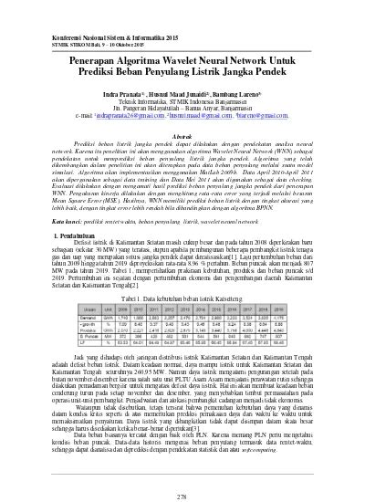 Penerapan Algoritma Wavelet Neural Network Untuk Prediksi Beban
