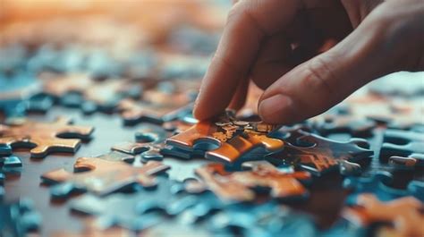 Person Putting A Piece Of A Puzzle Together Ideal For Illustrating
