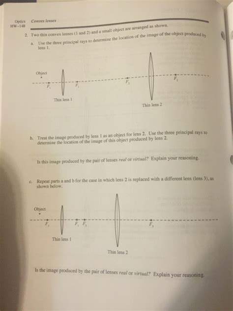 solved two thin convex lenses 1 and 2 and a small object