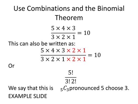 ppt use combinations and the binomial theorem powerpoint presentation