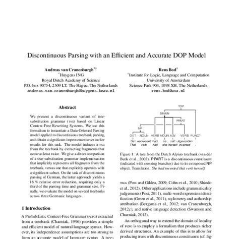 Discontinuous Parsing With An Efficient And Accurate Dop Model Acl