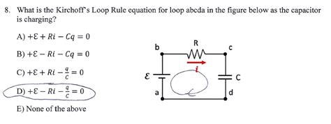 Solved What Is The Kirchoff S Loop Rule Equation For Loop Chegg Com