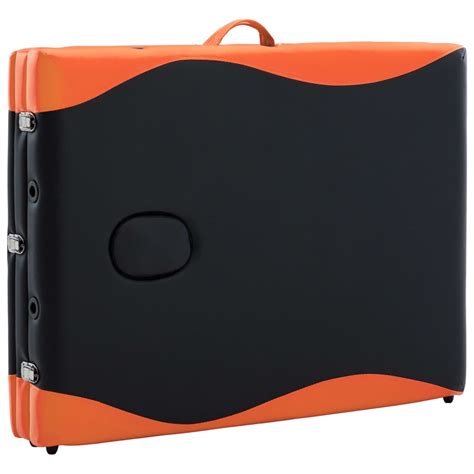 Table De Massage Pliable 3 Zones Bois Noir Et Orange Table De Massage