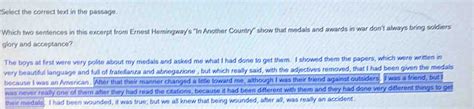 Solved Select The Correct Text In The Passage Which Two Sentences In This Excerpt From Ernest