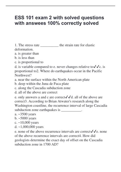 Ess 101 Exam 2 With Solved Questions With Answees 100 Correctly Solved Ess 101 Stuvia Us
