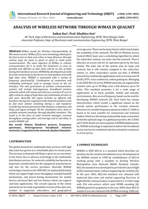 Pdf Analysis Of Wireless Network Through Wimax In Qualnet
