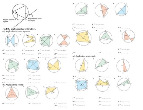 Circle Geometry Angles Worksheet