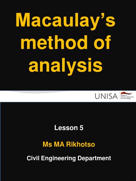 Lesson 5 Macaulays Method Presentation Pdf Beam Structure Physics