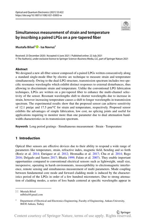 Simultaneous Measurement Of Strain And Temperature By Inscribing A Paired Lpgs On A Pre Tapered