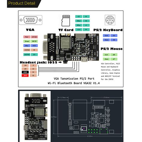 Ttgo Vga Vga32 Esp32 Psram Module V14 Controller Ps2 Mouse Keyboard
