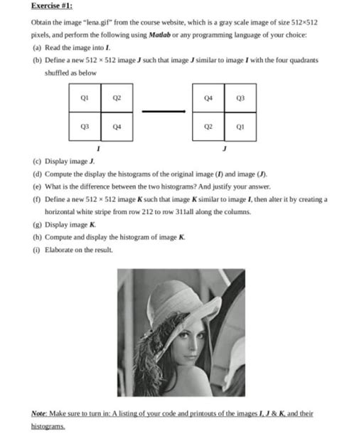 Solved Exercise 1 Obtain The Image Lena Gif From The Chegg Com