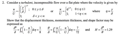 Solved 2 Consider A Turbulent Incompressible Flow Over A