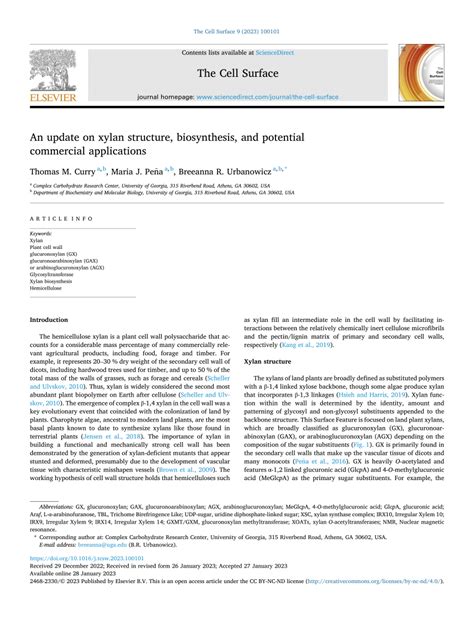 Pdf An Update On Xylan Structure Biosynthesis And Potential