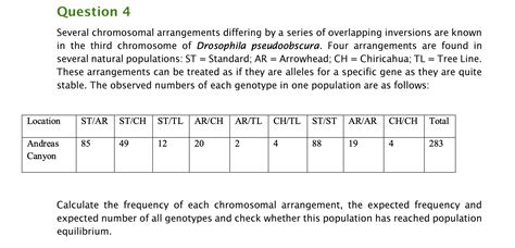 solved question 4 several chromosomal arrangements differing