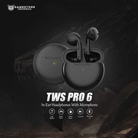 Jual Headset Bluetooth Pro 6 Pro 4 Full Bass Terbaik Tws Gaming Earphone Headset Bluetooth
