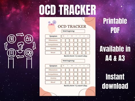 OCD Tracker Chart Printable Daily Mood Tracker And Etsy
