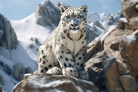 Premium AI Image | An elegant snow leopard camouflaged among the rock ...