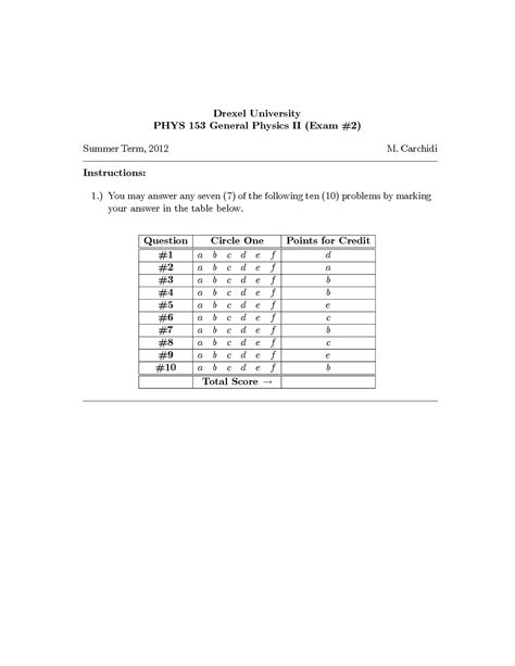 10 Questions Solved For Introductory Physics Ii Phys 153 Docsity