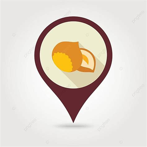 Nut Flat Pin Map Icon Fruit Pointer Organic Vector Vector Pointer
