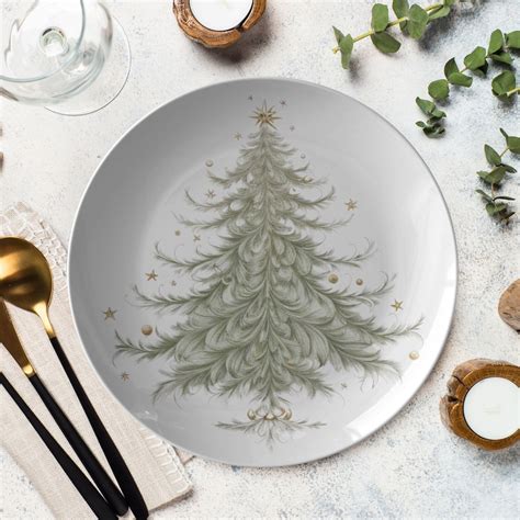 Whimsical Christmas Tree Dinner Plate Holiday Dinnerware Party Plates